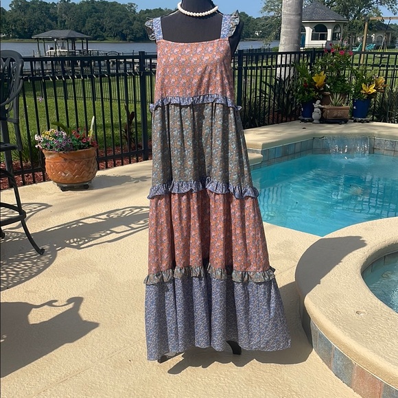 Lucca Couture | Dresses | Lucca Floral Maxi Dress With Ruffle Details ...